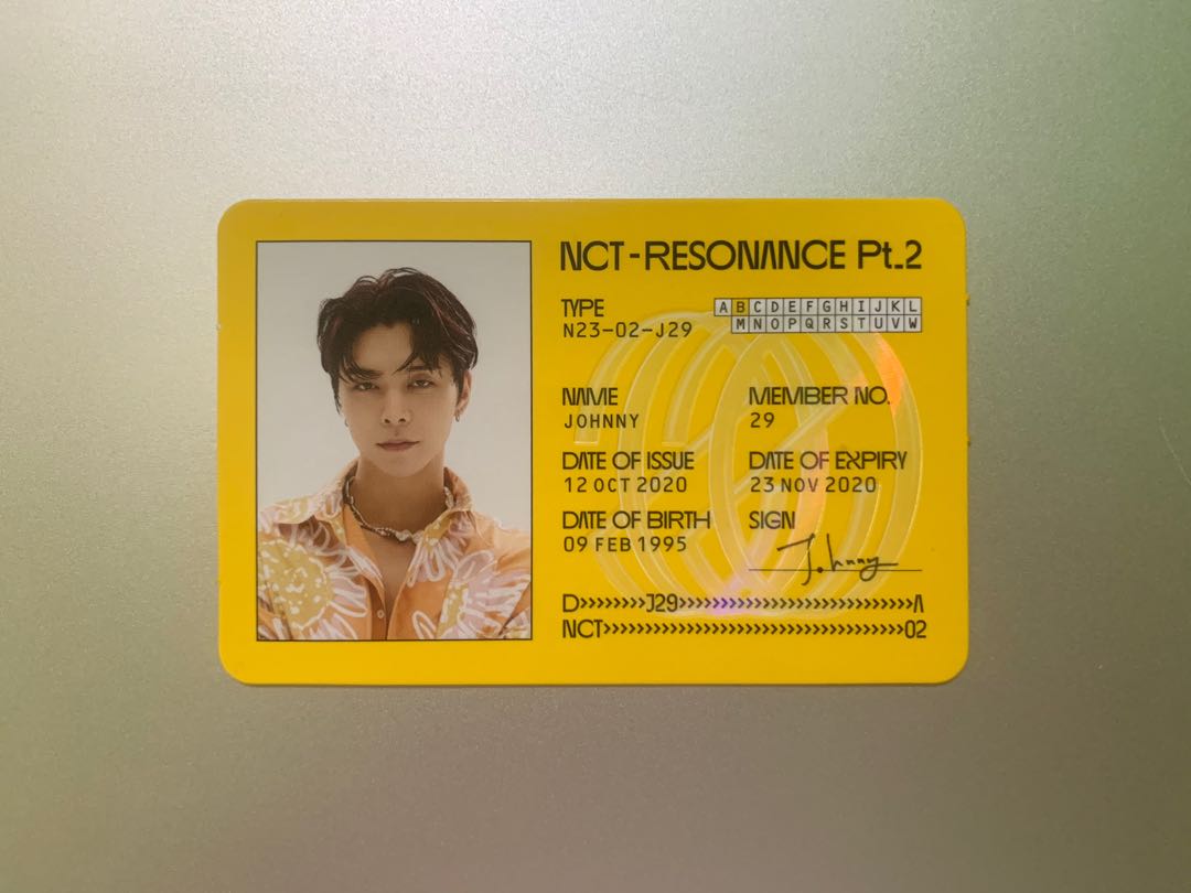 Johnny nct 2020 resonance pt.2 departure idc id card, Hobbies & Toys ...
