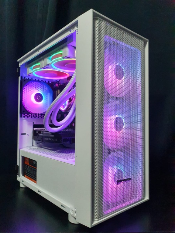 Pink with White contract Custom Gaming PC workstaion desktop pc WFH pc ...