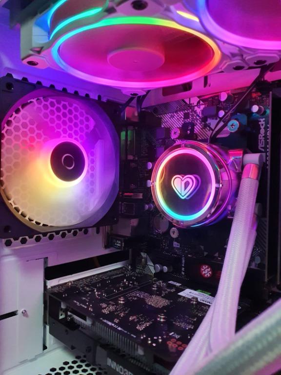 Pink with White contract Custom Gaming PC workstaion desktop pc WFH pc ...