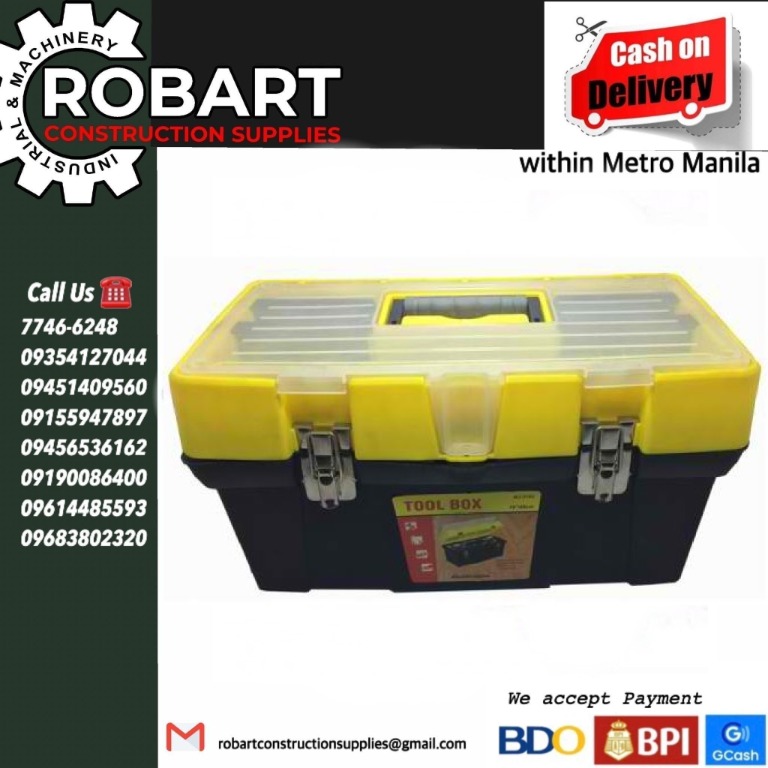 Showa Plastic Tool Box w/Tray ( Metal latches ), Commercial & Industrial, Construction Tools ...