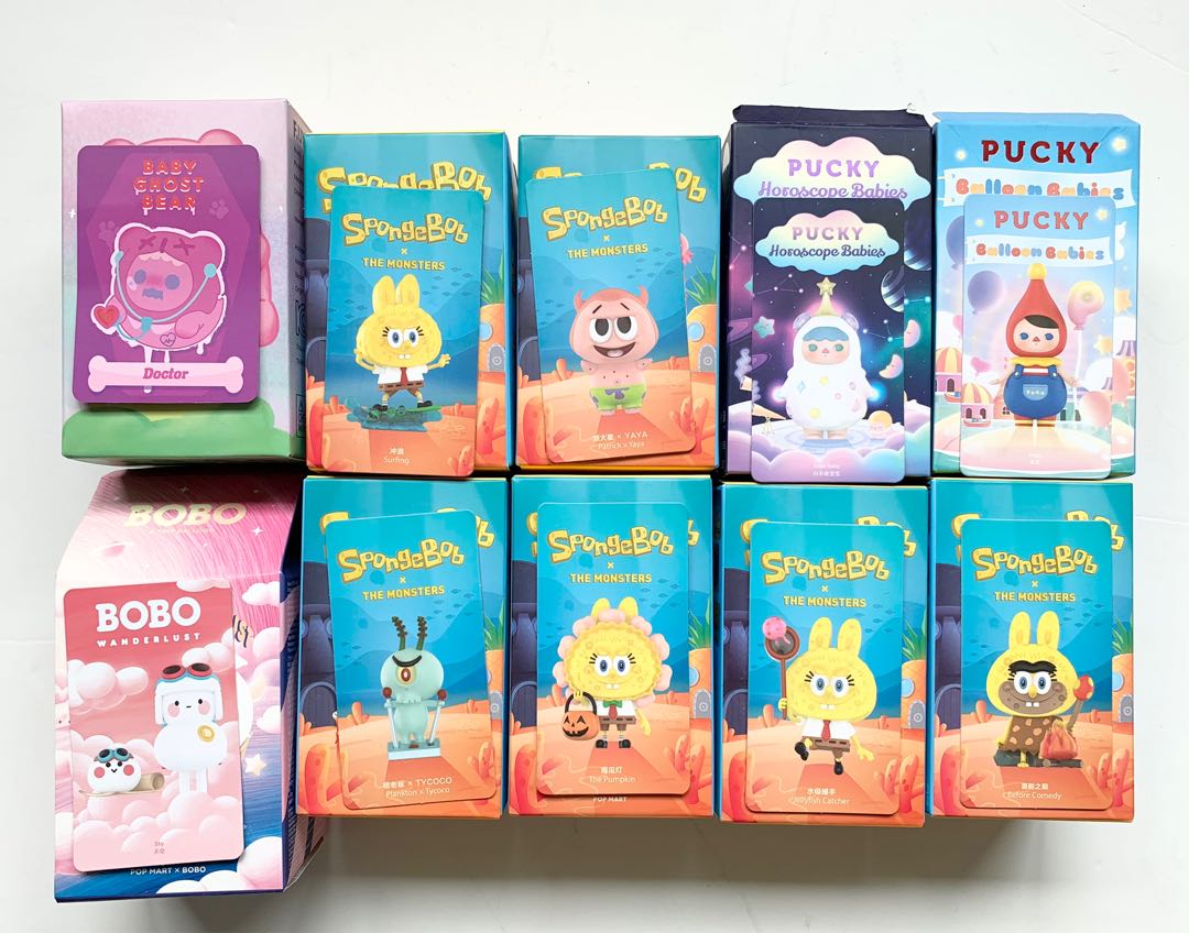 Popmart Spongebob x Labubu the Monsters Pop Mart Blind Boxes, Hobbies ...