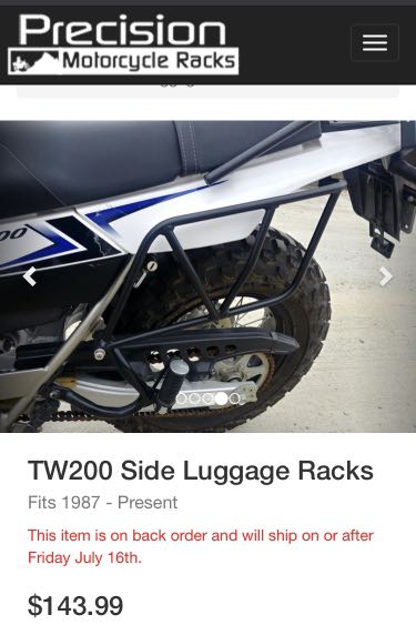 Tw200 Precision Motorcycle Side Rack, Motorcycles, Motorcycle ...