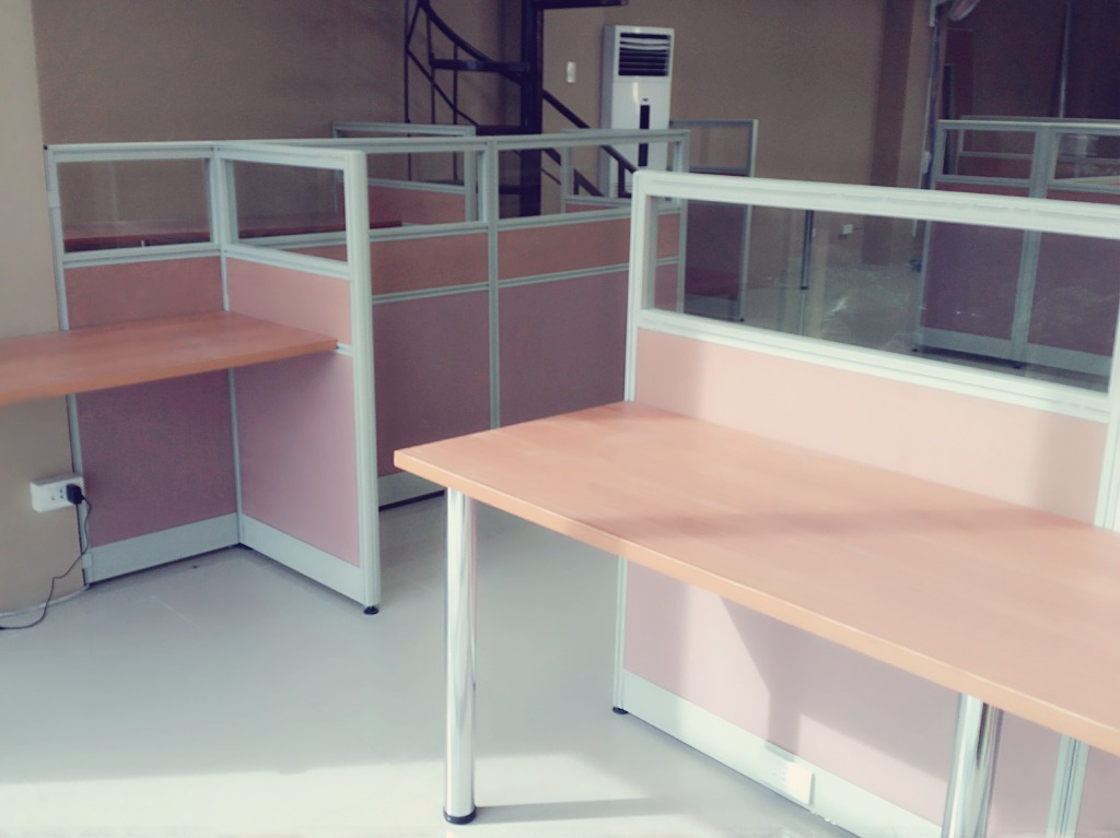 WORKSTATION W/ GLASS OFFICE PARTITIONS, Furniture & Home Living, Office ...