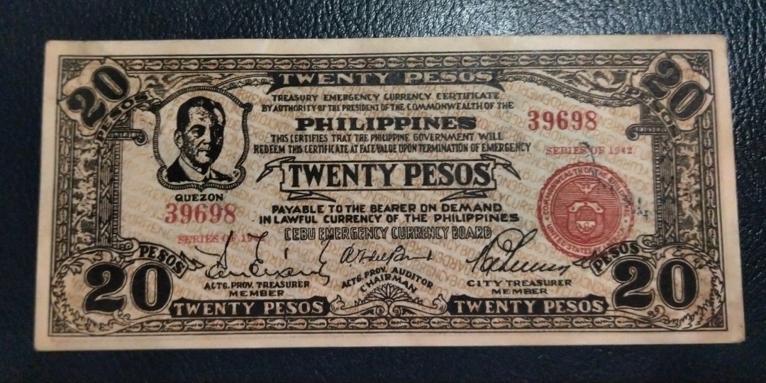 1942 20 Pesos Cebu Guerilla Emergency Circulating Note, Hobbies & Toys ...