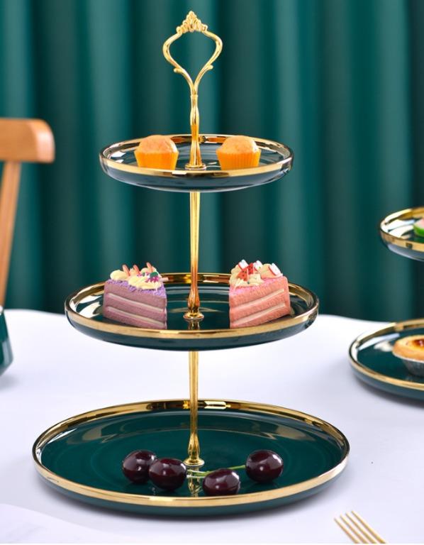 2 Tier 3 Tier Round Serving Tray Sushi Plate Golden Edge Pandora Hunter ...