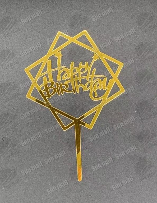 Acrylic Happy Birthday Cake Topper Gold, Everything Else, Others on ...