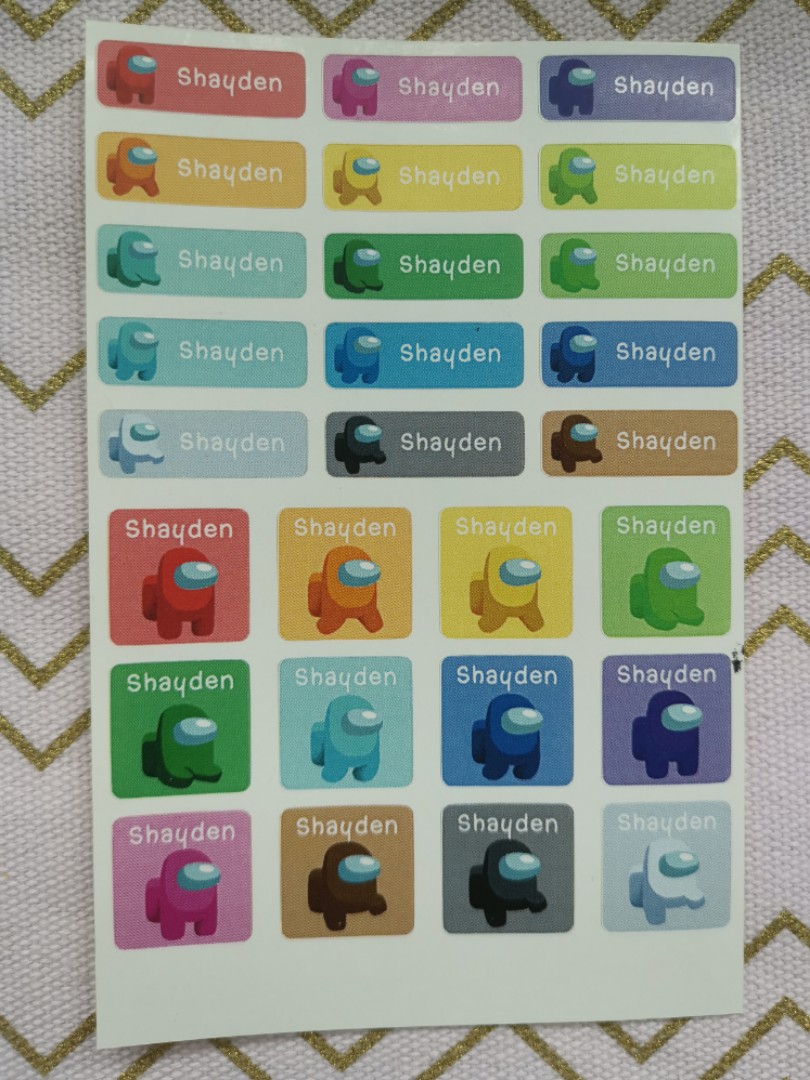 Among Us Name Stickers, Hobbies & Toys, Stationery & Craft, Stationery ...