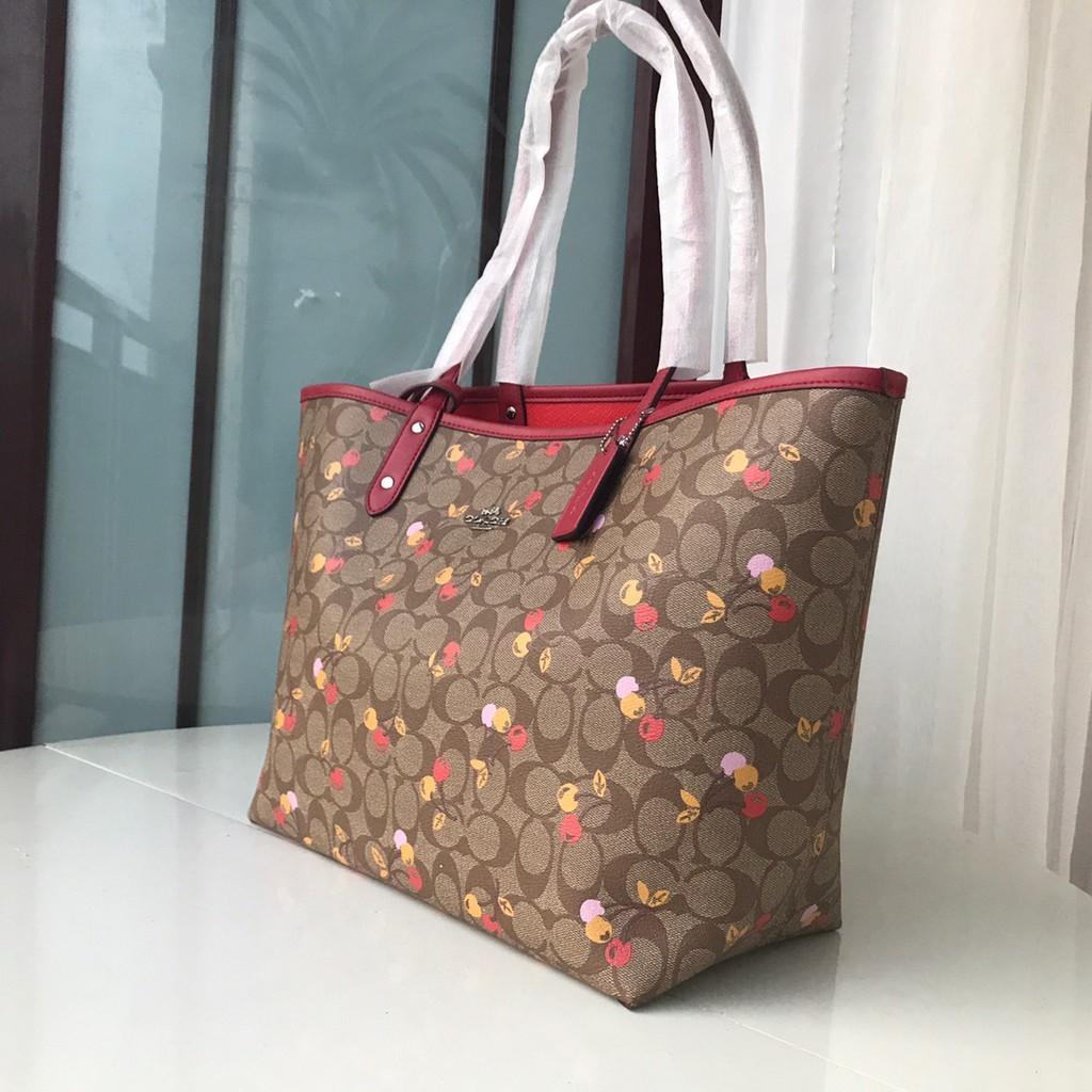 Coach Reversible Tote Bag in Signature Canvas with cherry print, Women ...