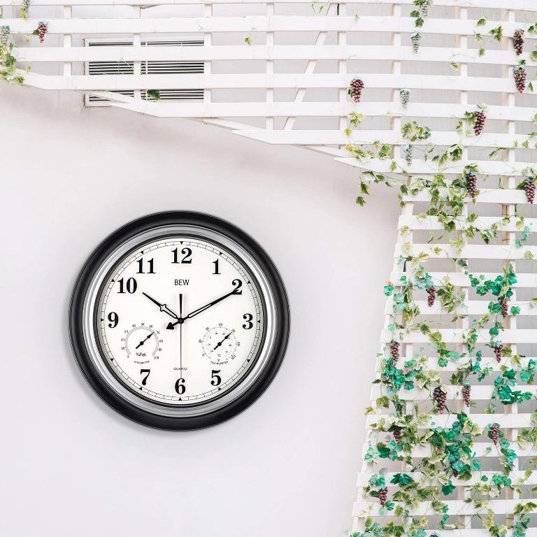 Large Outdoor Clock, 18 Inch Waterproof Silent Wall Clock with ...