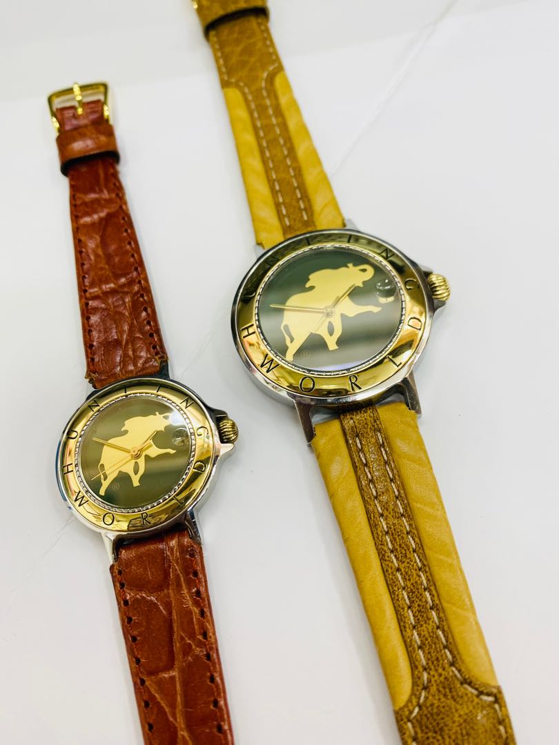 Rare Hunting World Classics Solid 18K Gold Bezel Couple Watch(W0672 ...