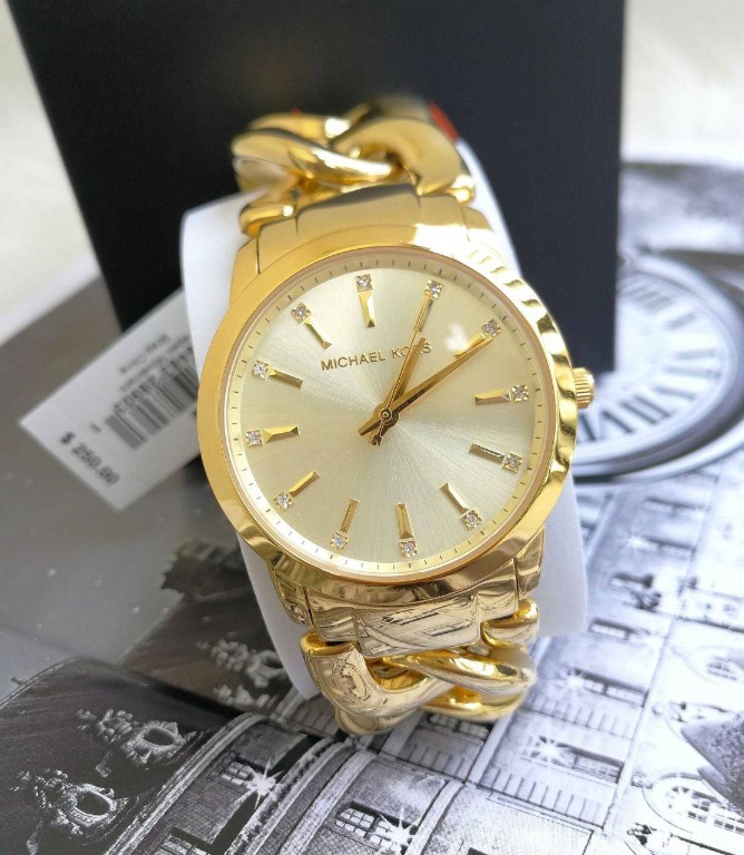 READY STOCK ORIGINAL MICHAEL KORS ELENA GOLD DIAL GOLD CHAIN LADIES WATCH MK3608 Women s Fashion Watches Accessories Watches on Carousell