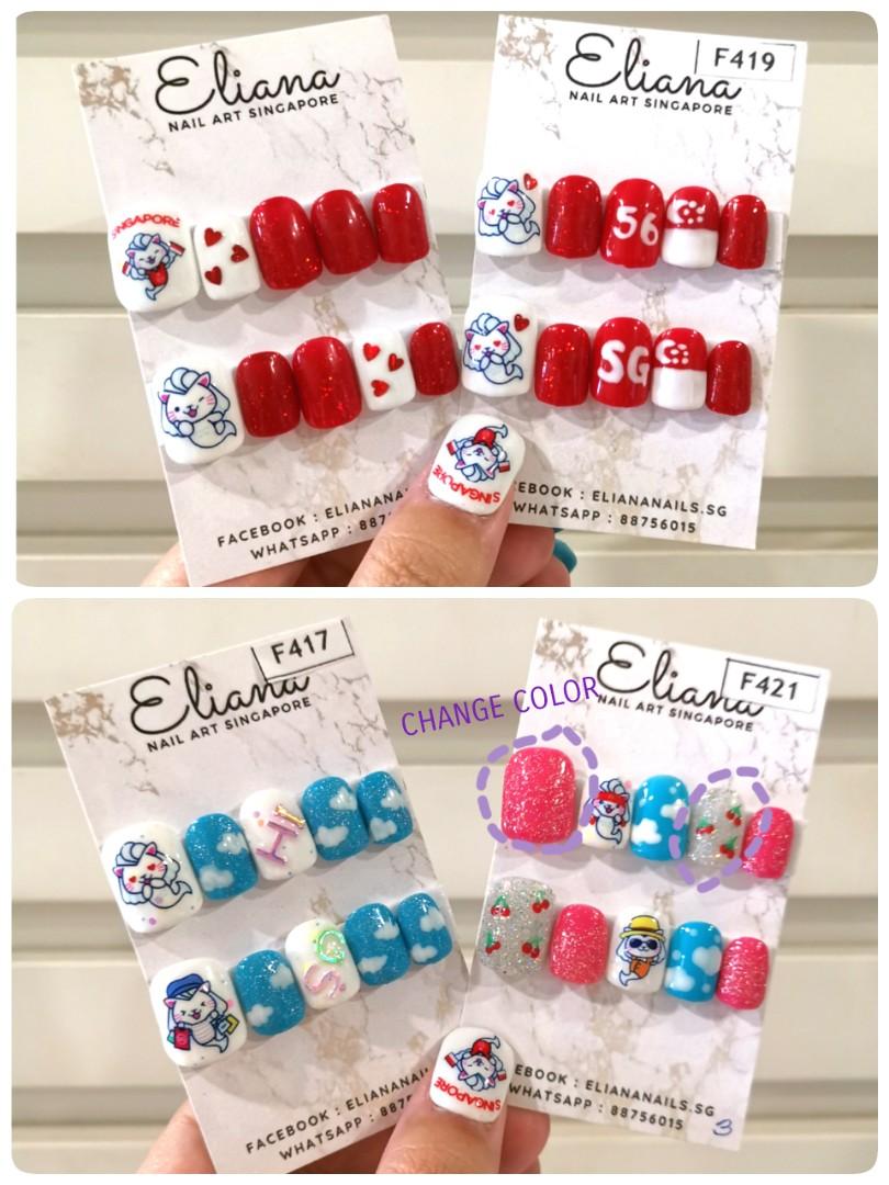 #sgnails National Day Singapore Nails short/medium square, Beauty ...