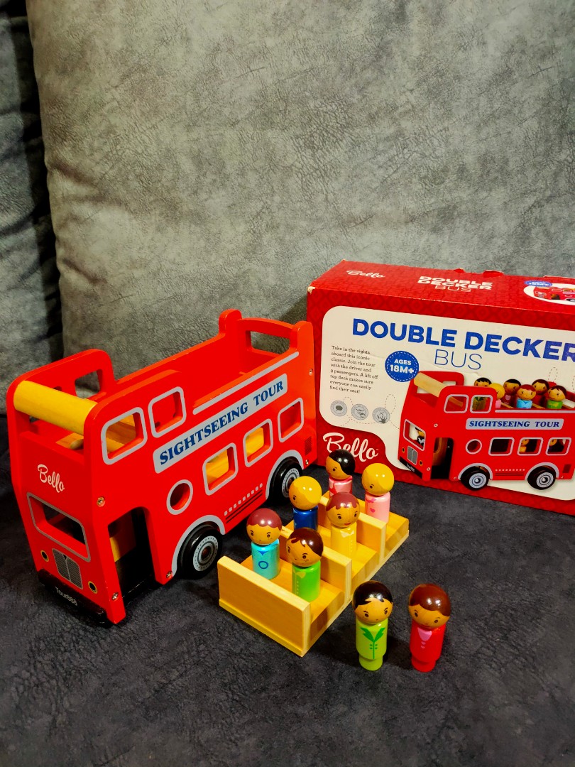 Toys : Bello wooden London double decker bus with passengers, Hobbies ...