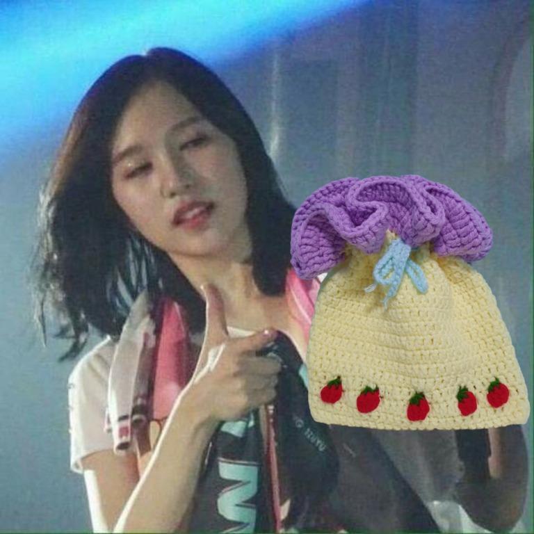 Twice Mina Strawberry Crochet Pouch, Hobbies & Toys, Memorabilia ...