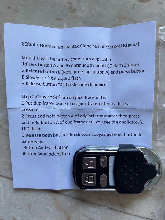 868mhz hormann/marantec clone remote control, Mobile Phones & Gadgets ...