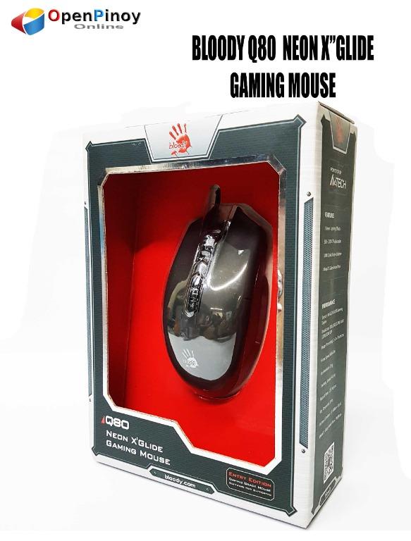A4TECH BLOODY Q80 Metal Feet Neon-X Glide Gaming Mouse, Computers ...