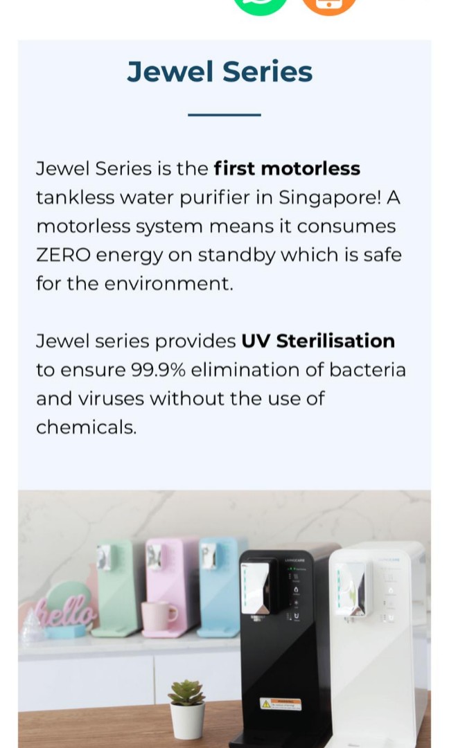 (BRAND NEW) Living care livingcare jewel series motorless water ...