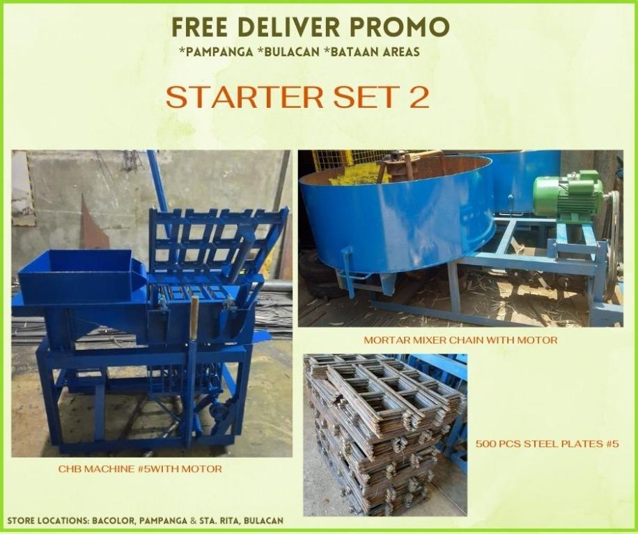 Concrete Hollow Block CHB Machine, Mortar Mixer, Steel Plates (BUSINESS ...