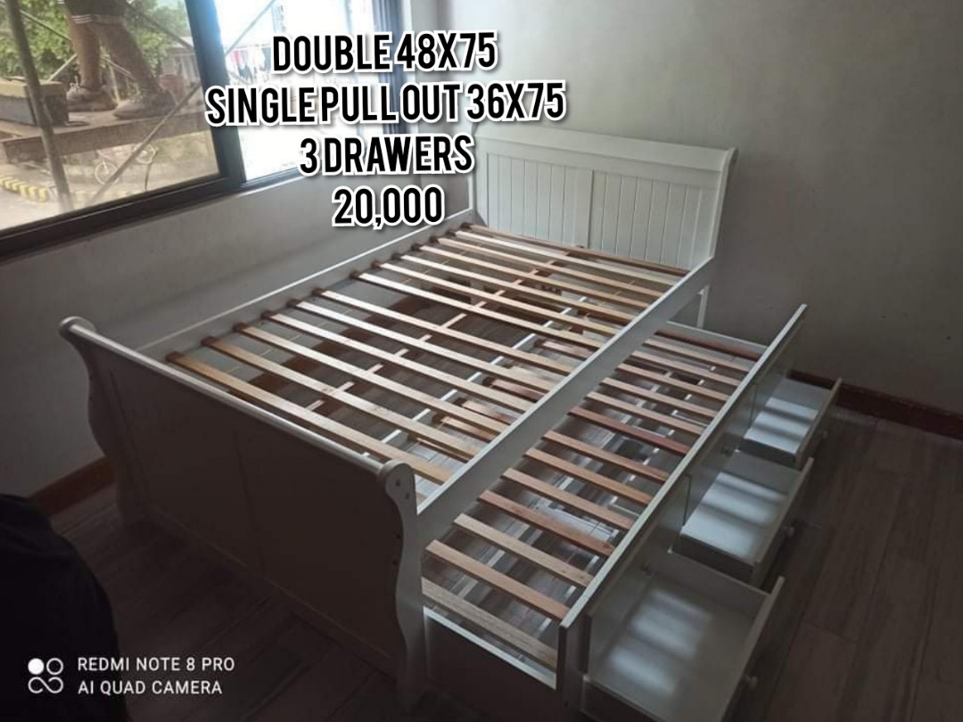 Double bed with pull out and drawers, Furniture & Home Living ...