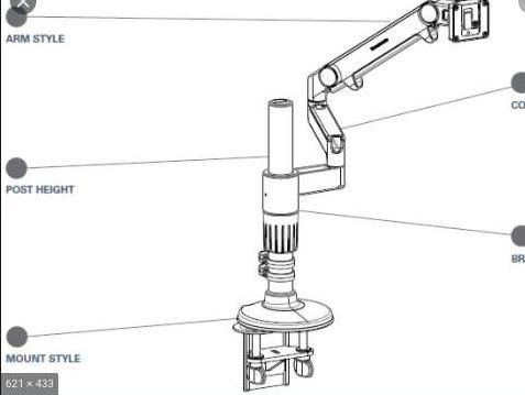 Humanscale -Monitor Mounting Arm with dual Bolt/Clamp Mount, Computers ...
