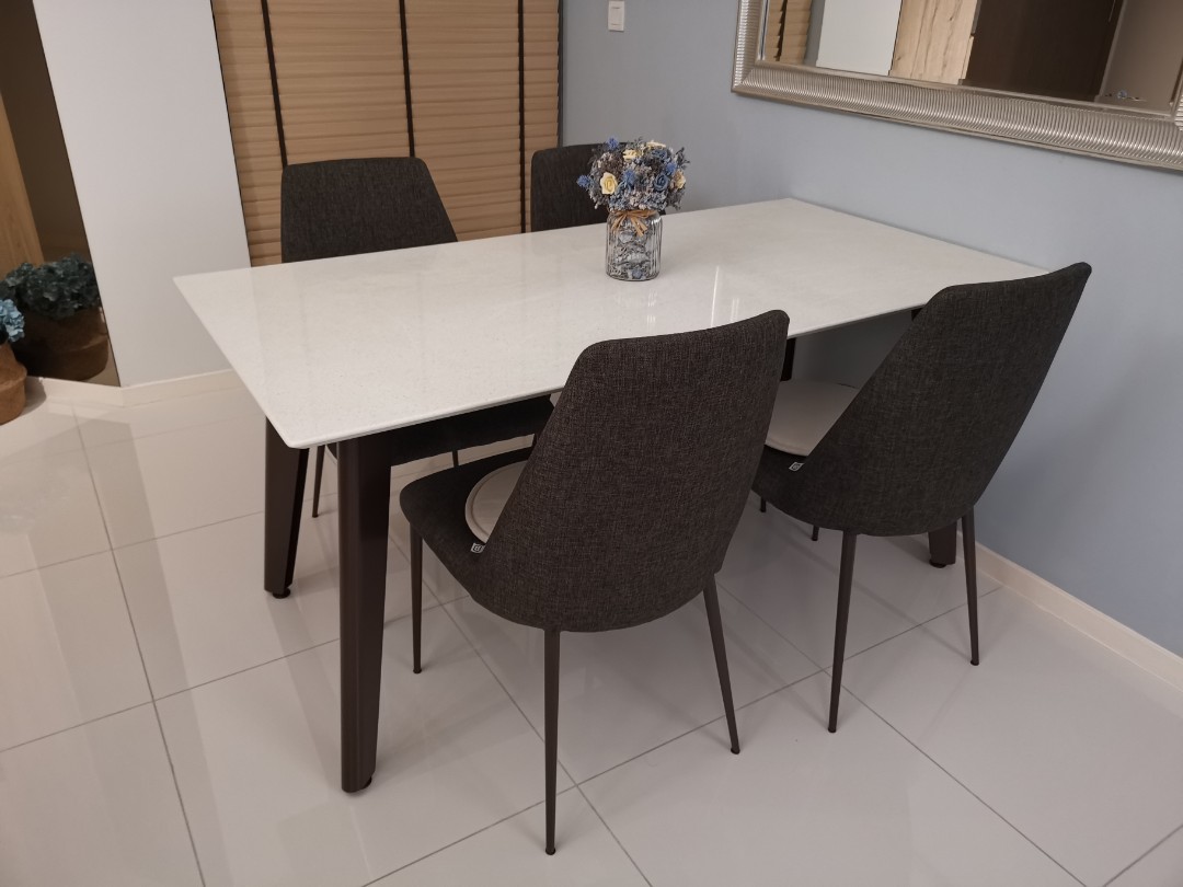 Quartz Top Dining Table and Fine Chairs, Furniture & Home Living ...