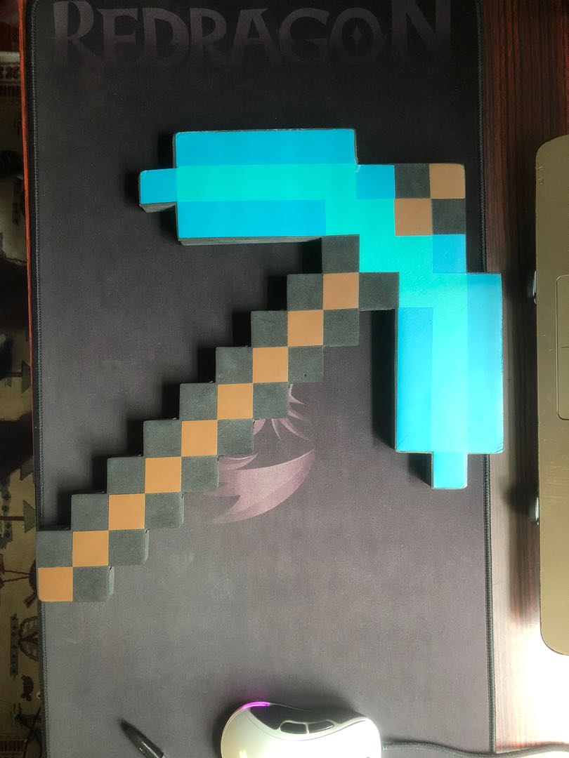 Minecraft Diamond Pickaxe (Hard Foam), Hobbies & Toys, Toys & Games on ...