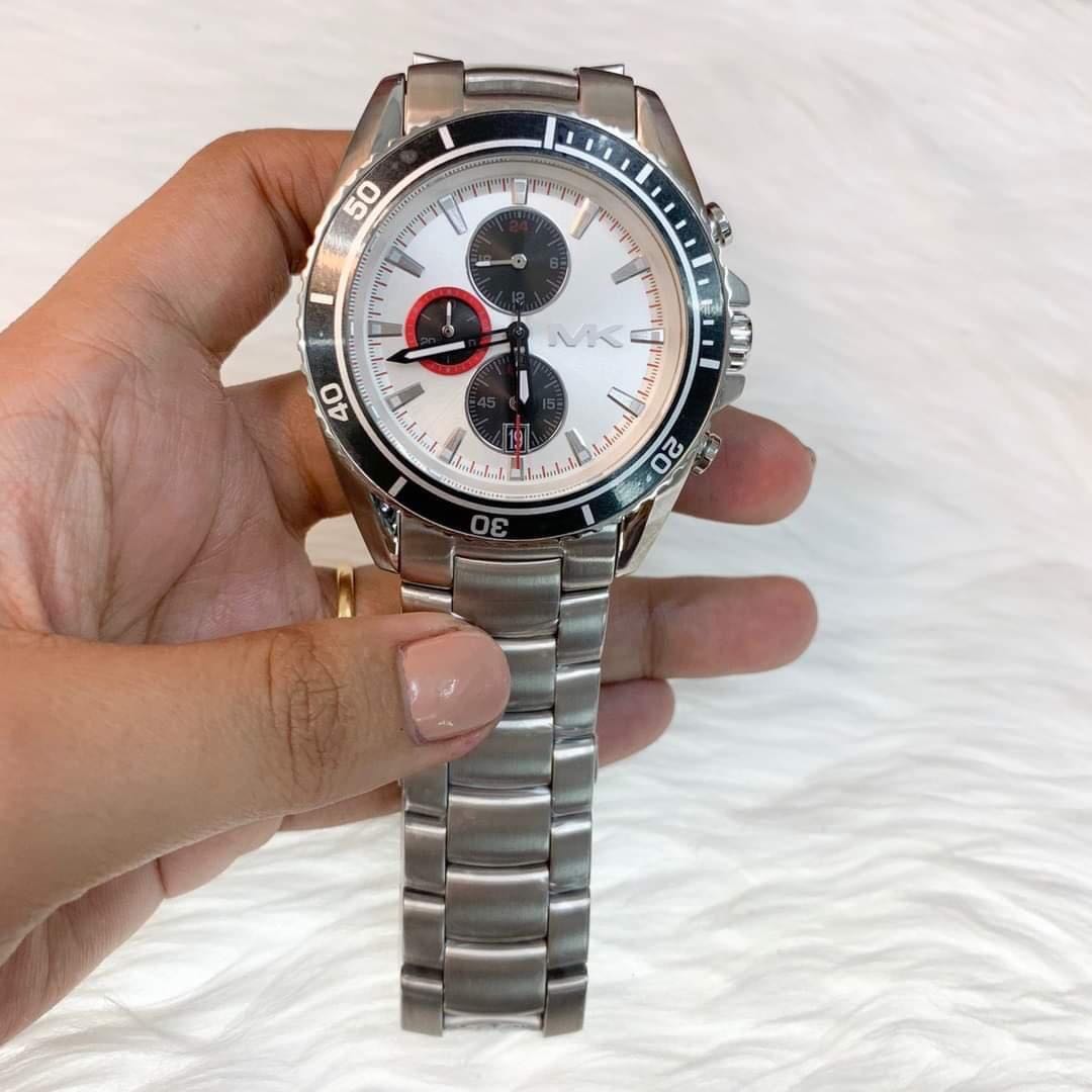 MK Chronograph White Dial Stainless Steel Men's Watch -MK8339, Men's ...