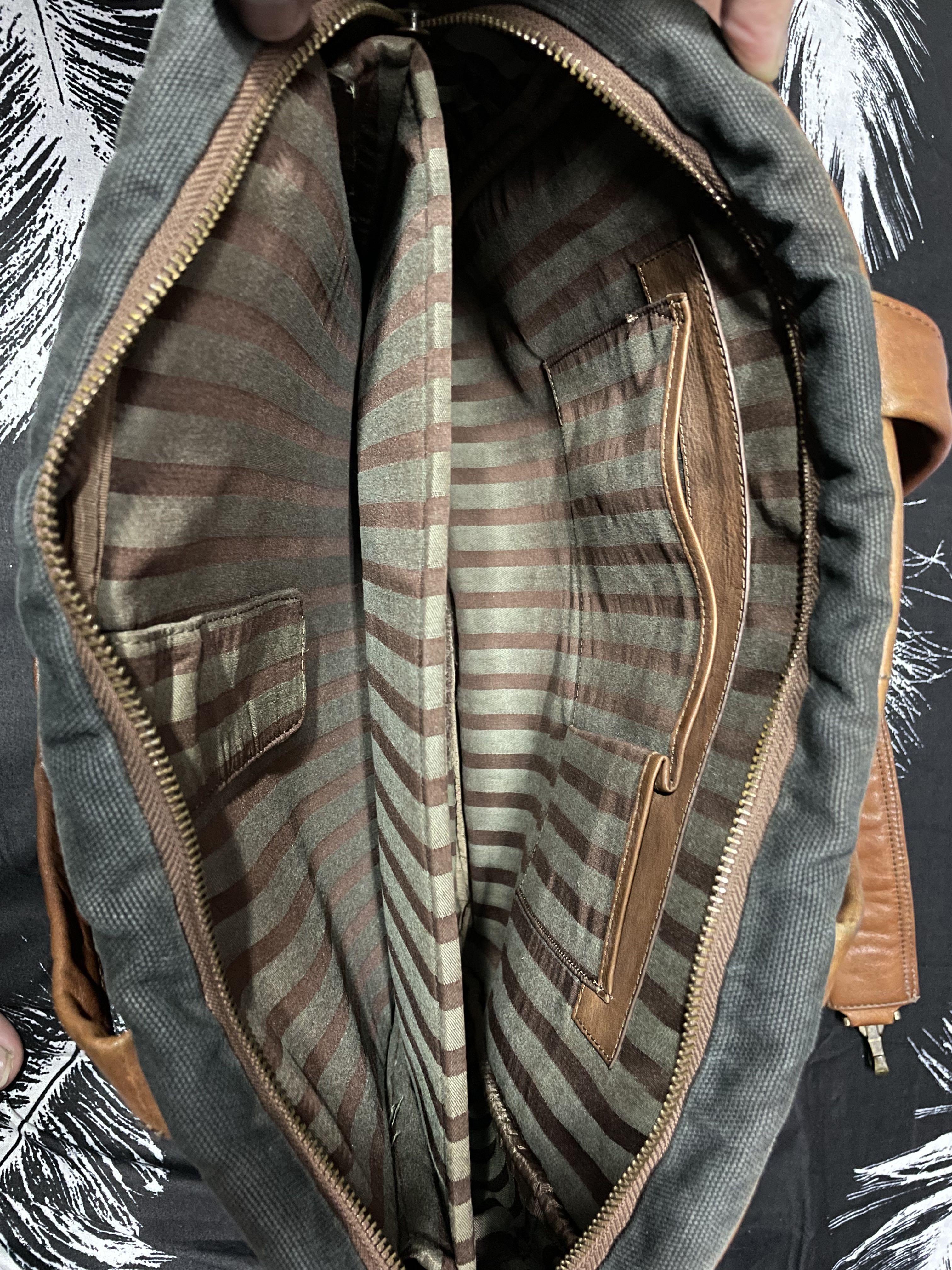 Monsac Denim and Leather Briefcase, Men's Fashion, Bags, Briefcases on ...