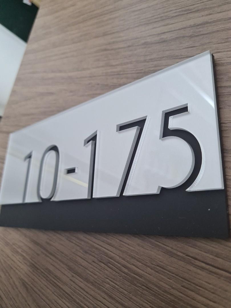 Pure white unit number plate, Furniture & Home Living, Home Improvement ...
