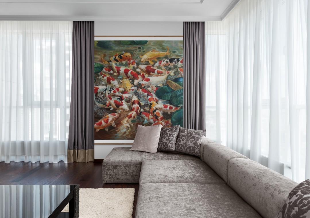 Rujiman Auspicious KOI oil painting ode to art, Hobbies & Toys ...