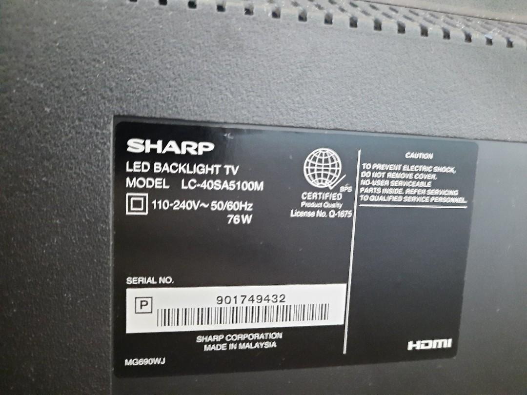 SHARP Aquos 40" Basic LED TV, TV & Home Appliances, TV & Entertainment ...