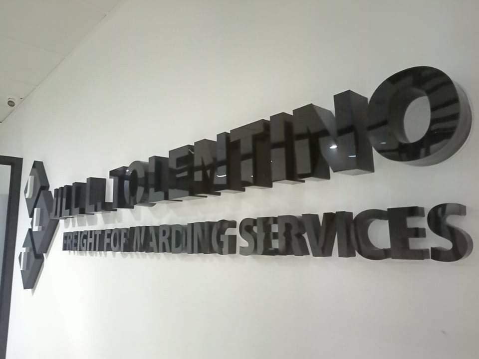 Signage acrylic/stainless/build-up/brass, Furniture & Home Living ...