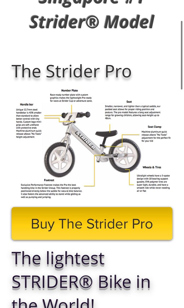 STRIDER 12 Pro Balancing Bike- Silver, Sports Equipment, Bicycles ...