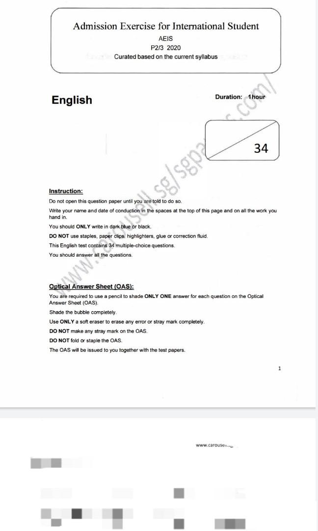 AEIS exam paper|PDF Hard|Soft copy|pdf|p2|p3|p4|p5|sec1|sec2|sec3 ...