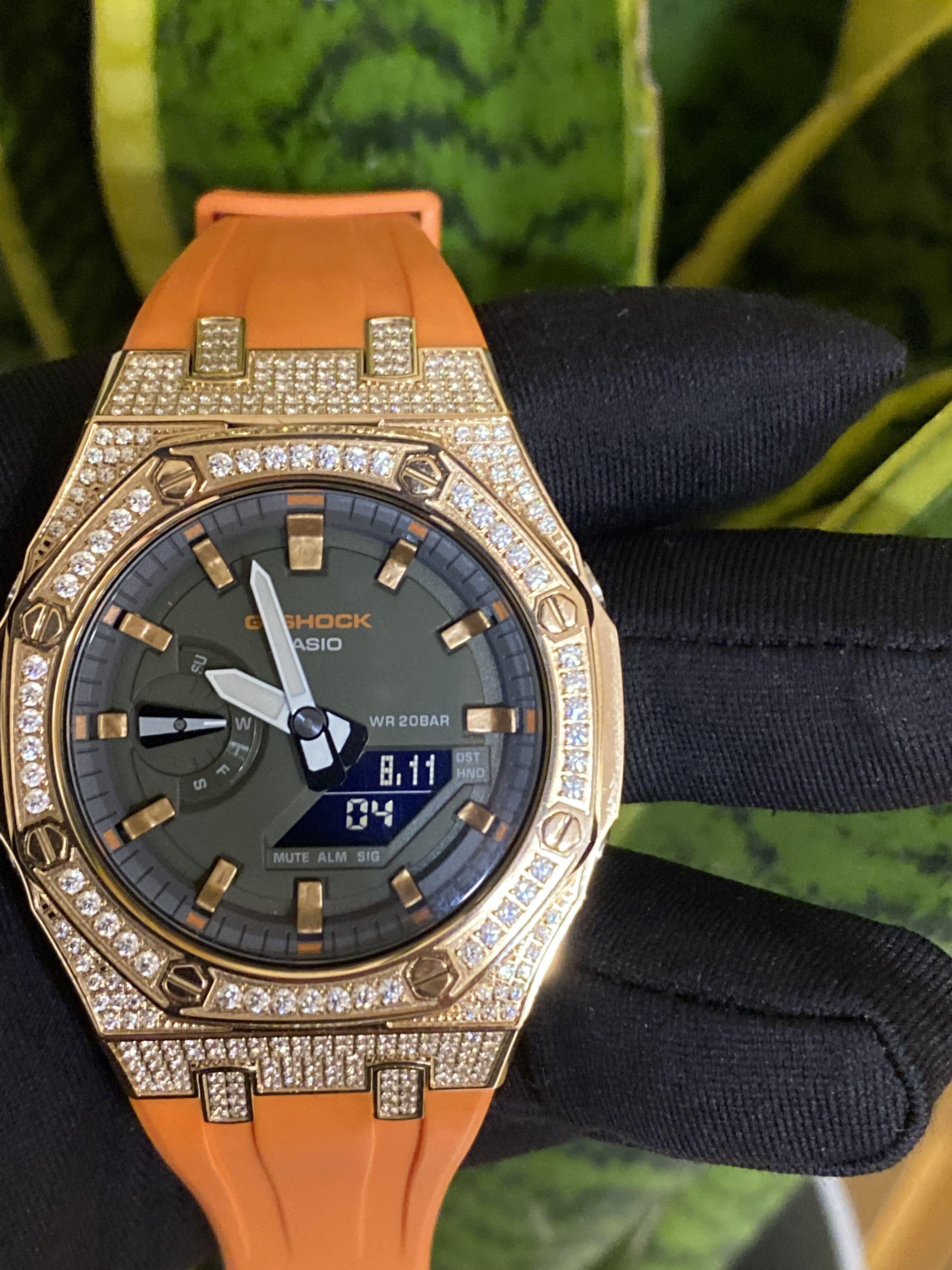 Custom style luxury limited edition rosegold diamond ga2100hc ga2100 ...