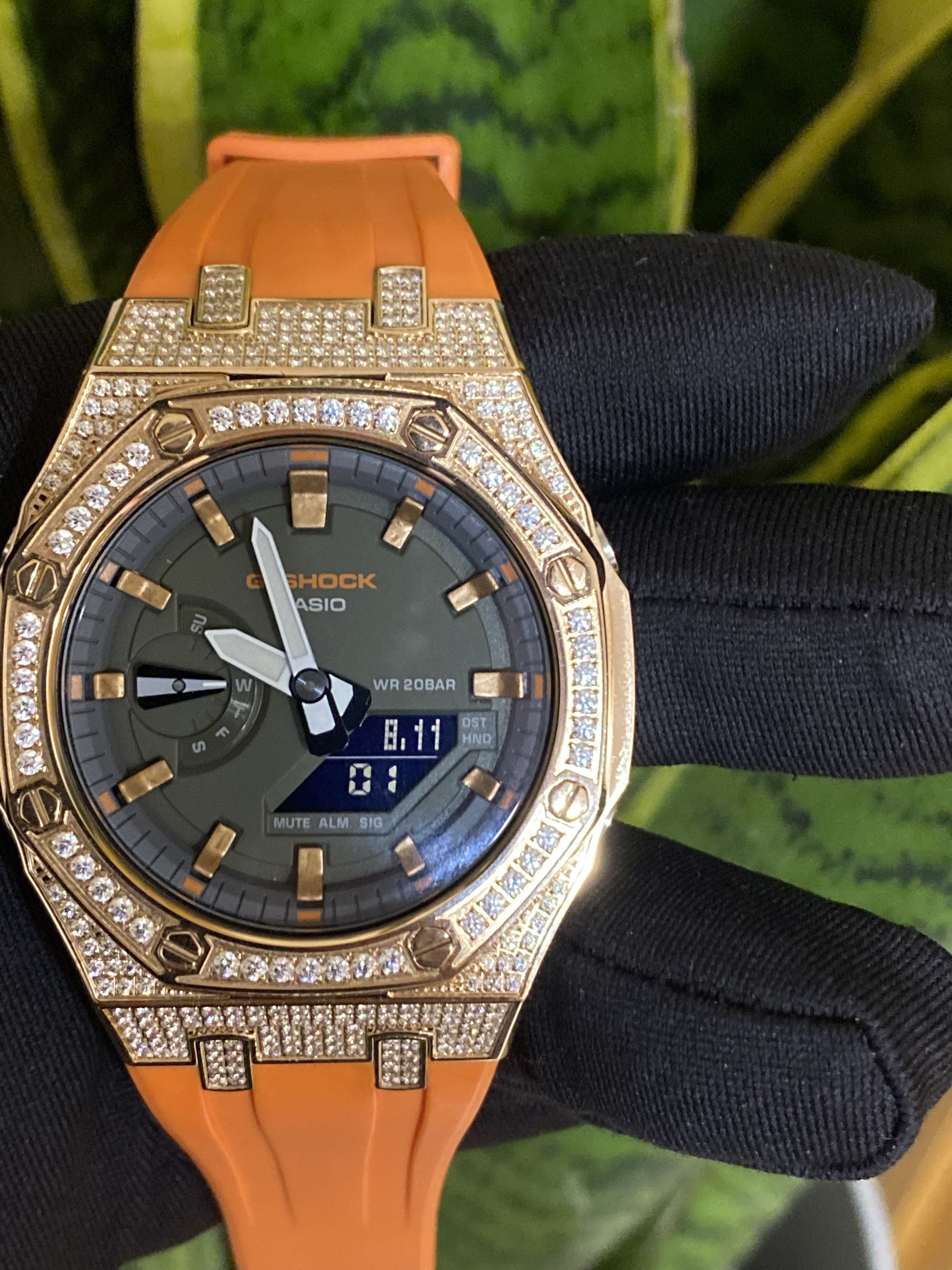 Custom style luxury limited edition rosegold diamond ga2100hc ga2100 ...