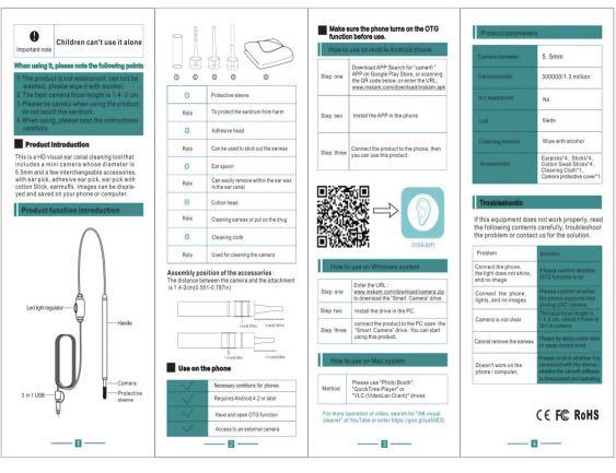Ear Cleaner i98 Visual Ear Spoon Endoscope 720P Mini Camera Ear Health ...