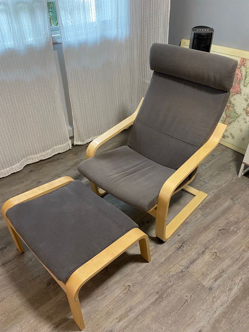 IKEA Poang Armchair & footstool, Furniture & Home Living, Furniture ...