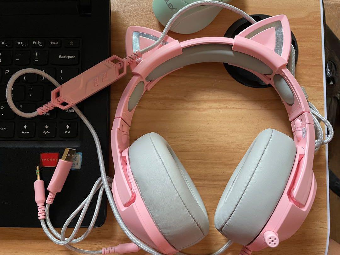 Onikuma Pink Professional Gaming Headset with Noise Cancellation and ...