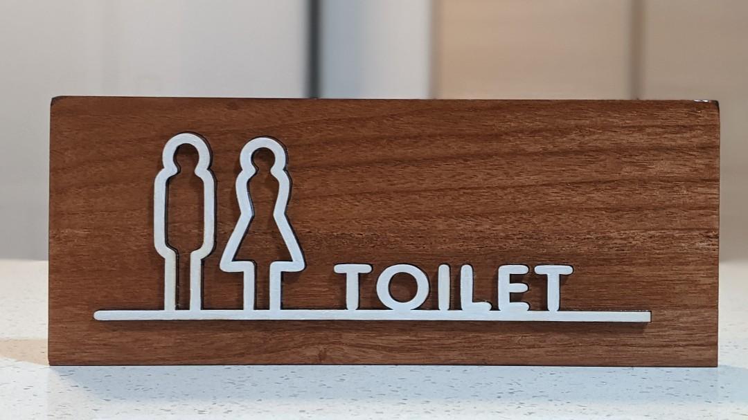 Wooden Toilet Sign / Wood Toilet Signage, Hobbies & Toys, Stationery ...