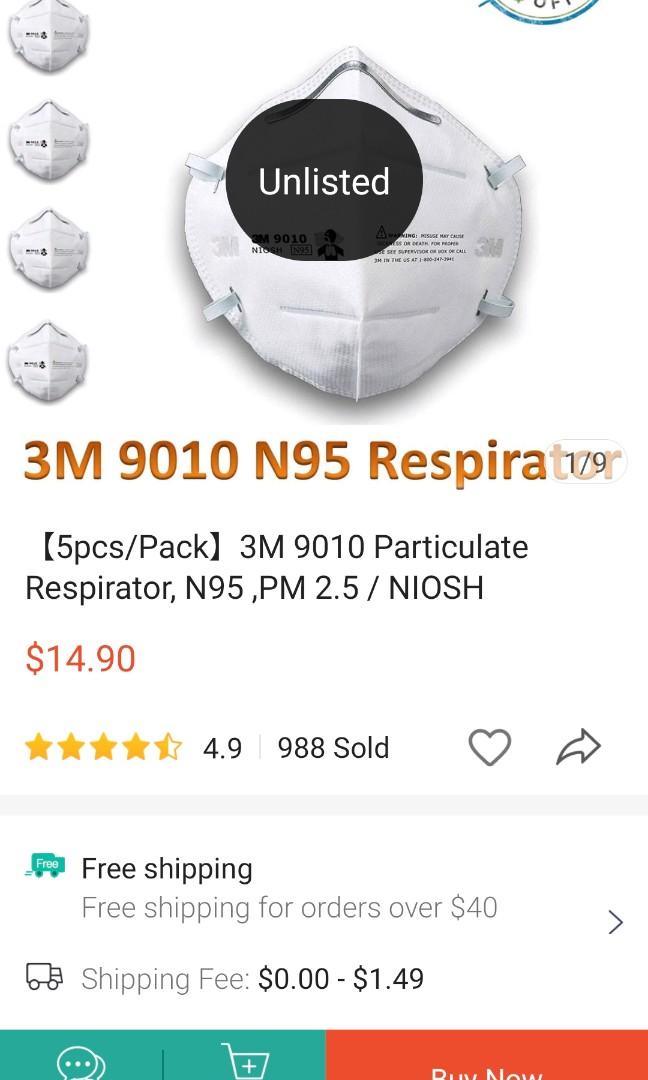 3M 9010 N95 Respirator, Health & Nutrition, Face Masks & Face Shields ...