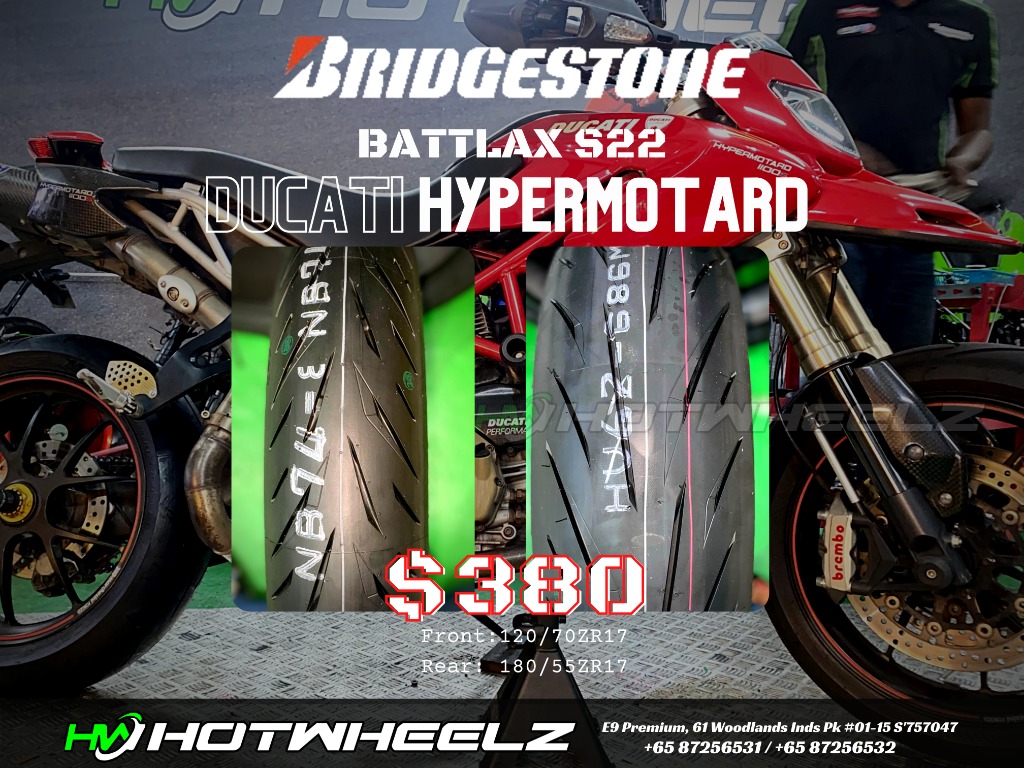 BRIDGESTONE BATTLAX S22 TYRES: DUCATI HYPERMORTARD, Motorcycles ...