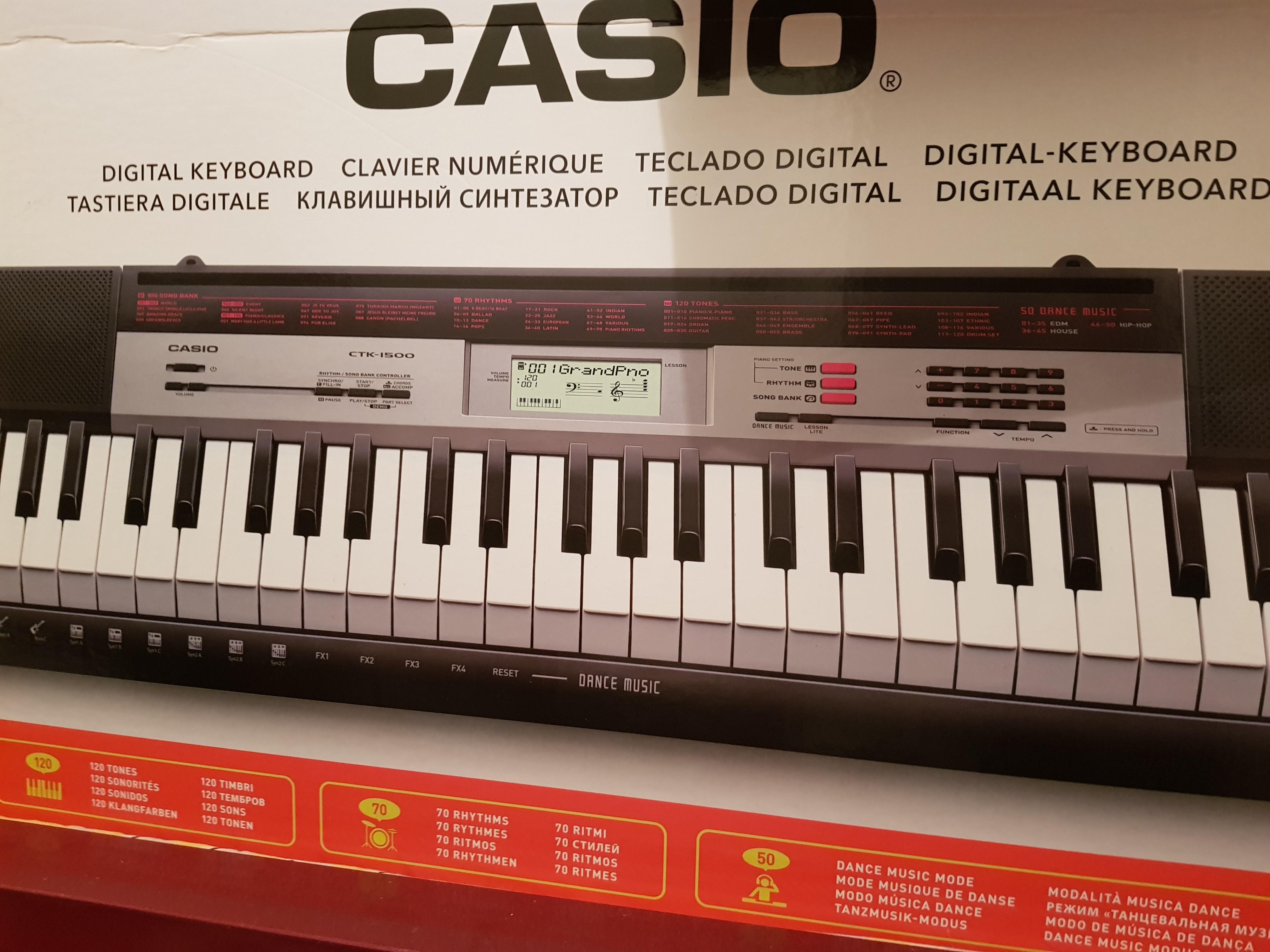 Casio Digital Keyboard CTK-1500 with keyboard stand, Hobbies & Toys ...