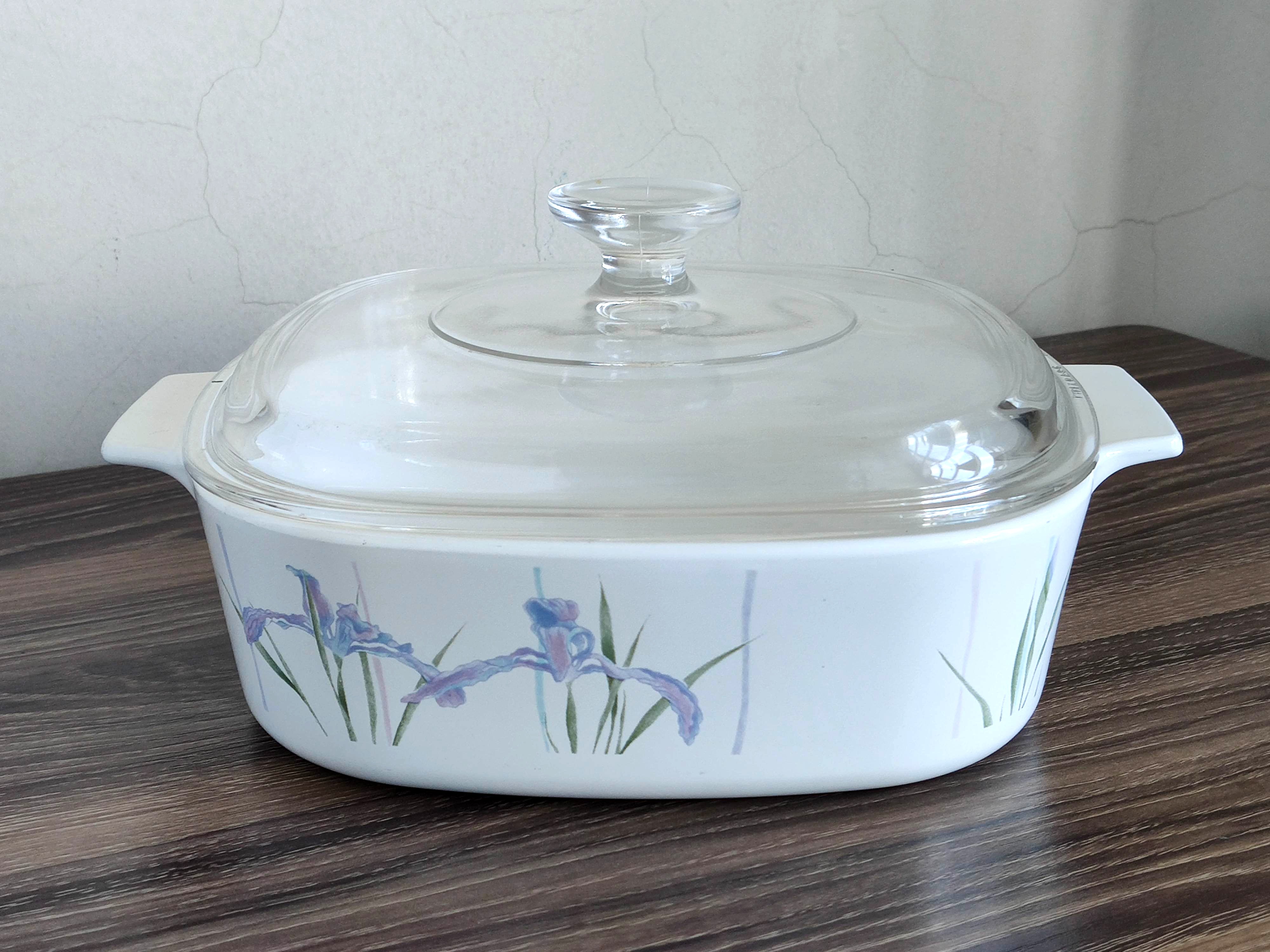 CorningWare Shadow Iris Flower 2 liter square casserole dish dutch oven ...