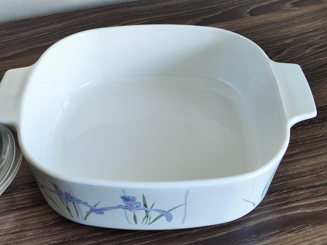 CorningWare Shadow Iris Flower 2 liter square casserole dish dutch oven ...