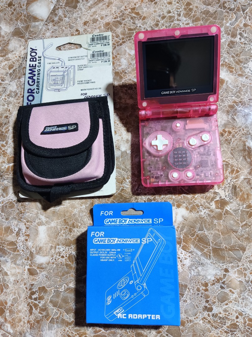 GBA SP Gameboy Advance SP Ags-101 Brighter TRANSPARENT PINK with Free ...