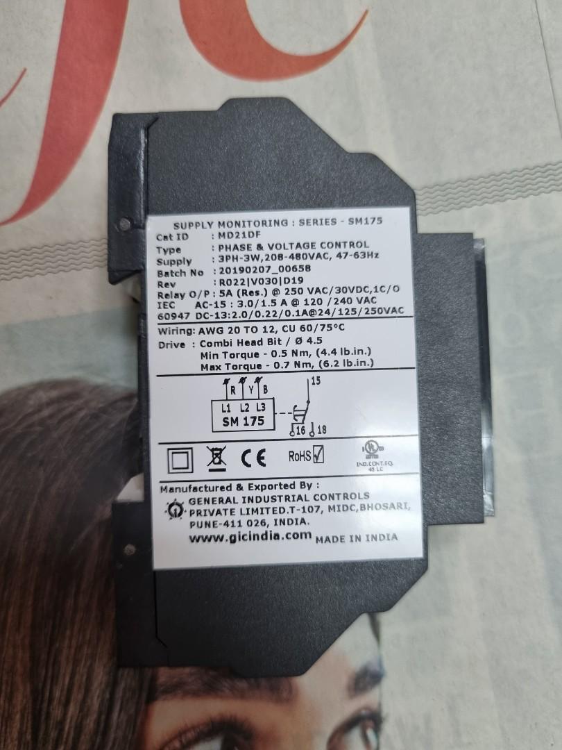 GIC - SM175 Under/Overvoltage Relay 208V~480V, TV & Home Appliances ...