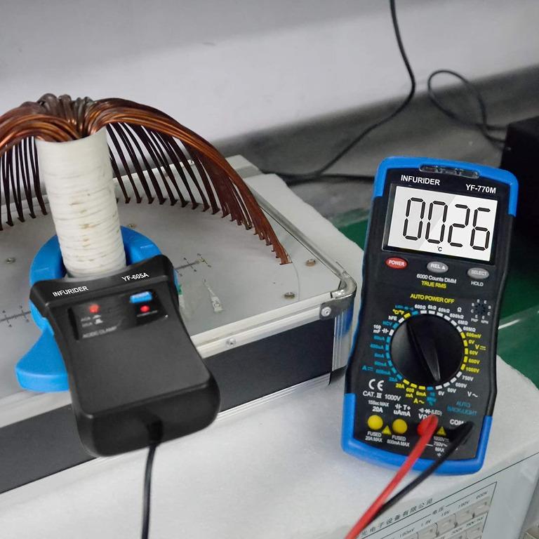 INFURIDER YF-605A Digital Clamp Meter Adapter,600A AC DC Amp Clamp on ...