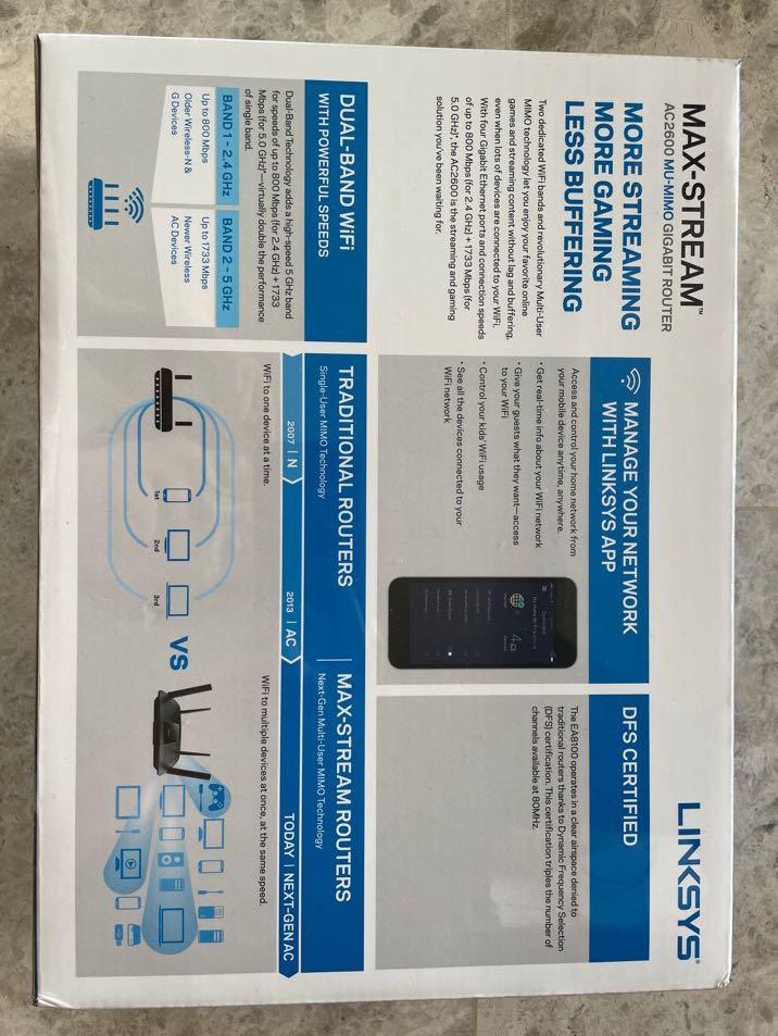 Linksys Max-Stream AC2600 MU-Mimo Gigabit Router, Computers & Tech ...