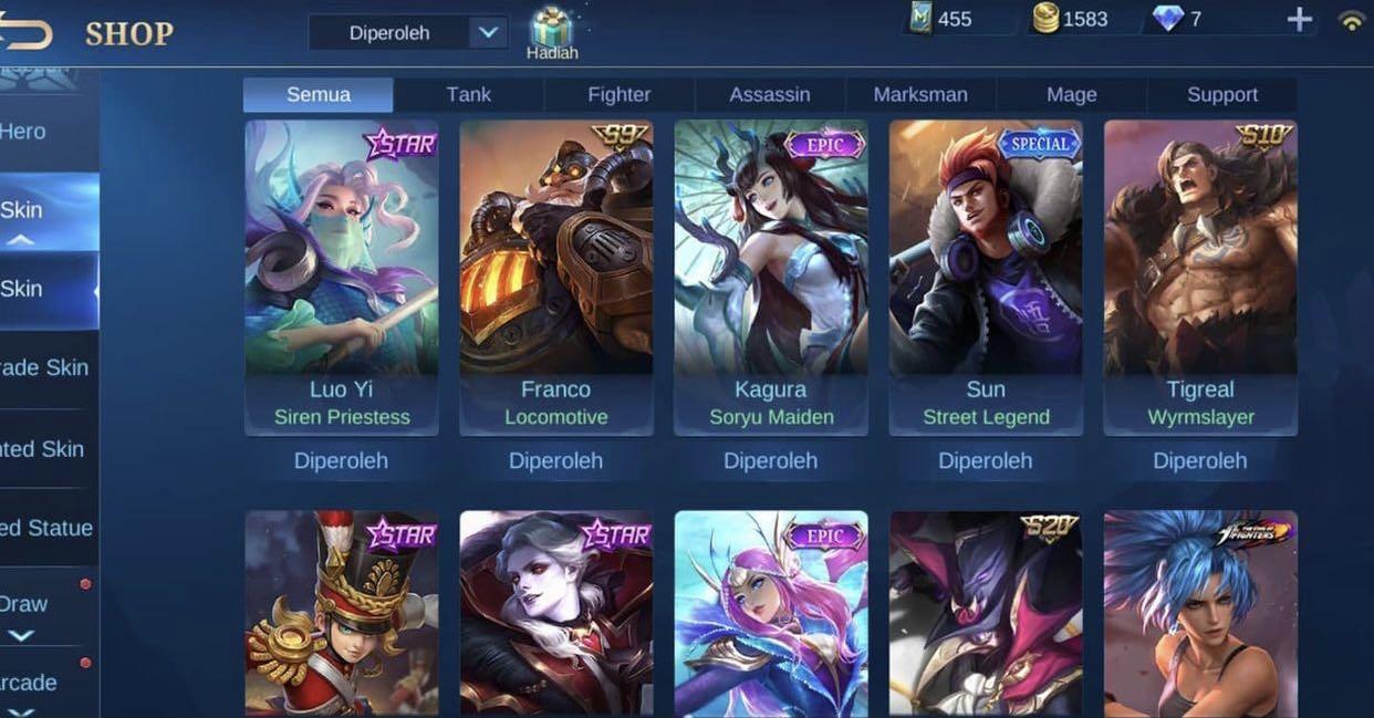 MOBILE LEGENDS ACCOUNT #281 (MYTHIC RANK, EPIC LIMITED KAGURA SORYU ...